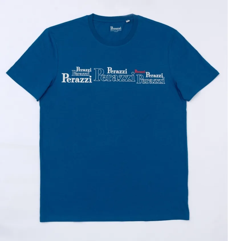 Perazzi Alternating Print Sea Blue T-Shirt