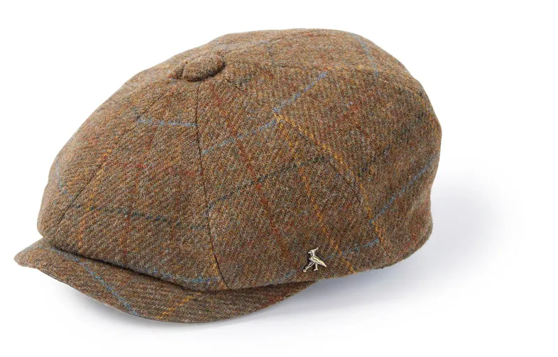 Hicks and Brown Felsham Tweed Brown Baker Boy Cap